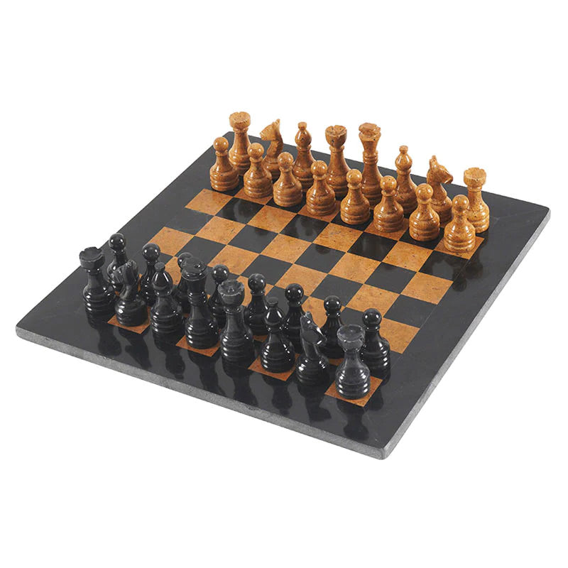 38cm Chess Set - Black & Golden – Marble Wholesale