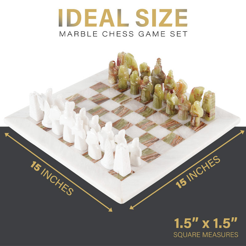 38cm Special Edition Chess Set - White & Green – Marble Wholesale
